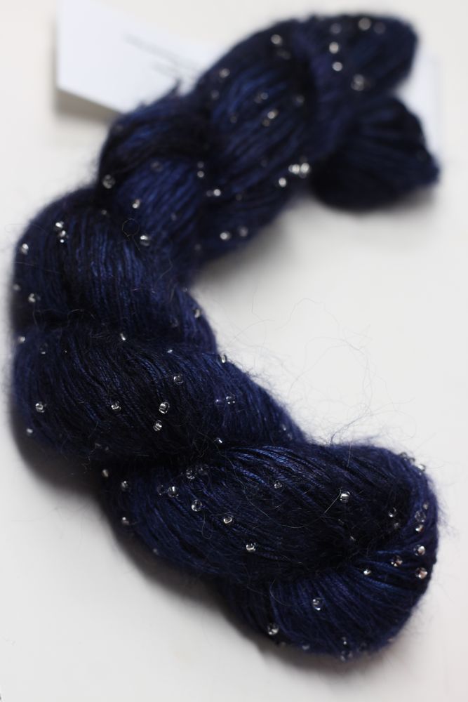 Artyarns Beaded Silk Mohair Yarn in H21 Inky Blues/Silver at Fabulous Yarn