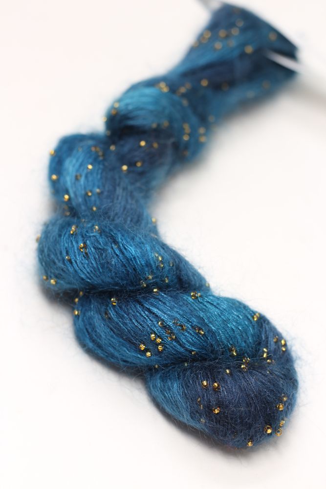 Artyarns Beaded Silk Mohair Yarn in H23 Totally Teals with Gold at ...