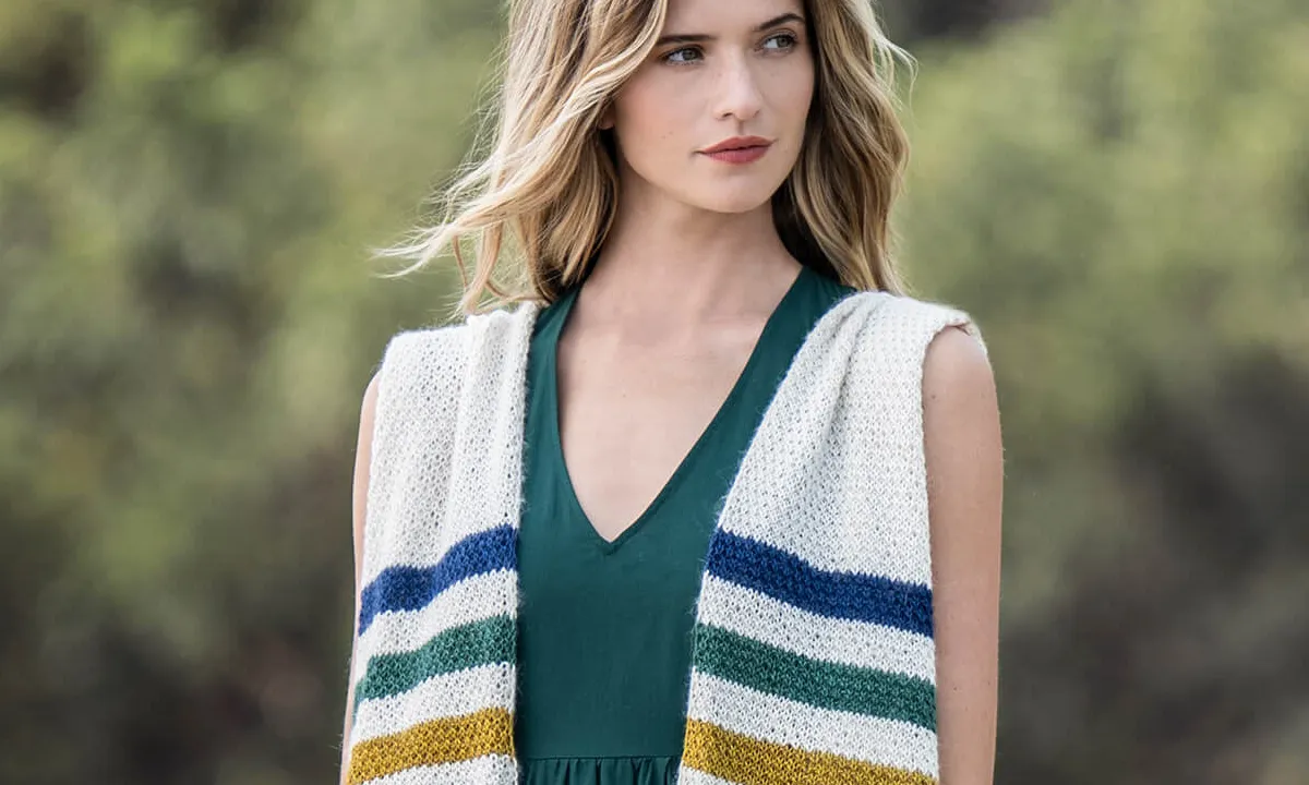 Nantucket Wrap Knit Kit in Blue Sky Metalico at Fabulous Yarn