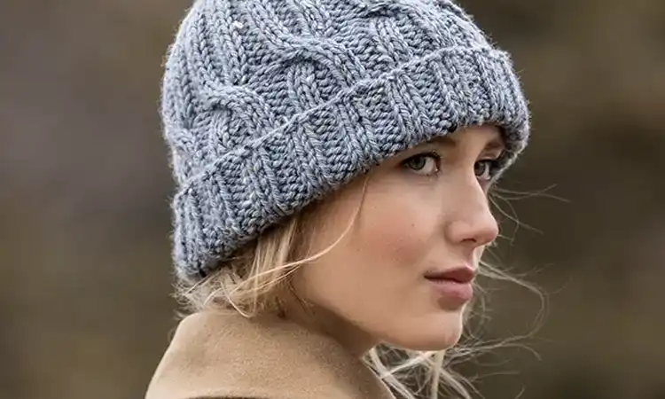 Portland Cap Knit Kit in Blue Sky Woolstok Tweed at Fabulous Yarn