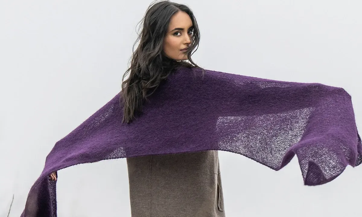 Stardust Wrap Knit Kit in Blue Sky Prairie Alpaca at Fabulous Yarn