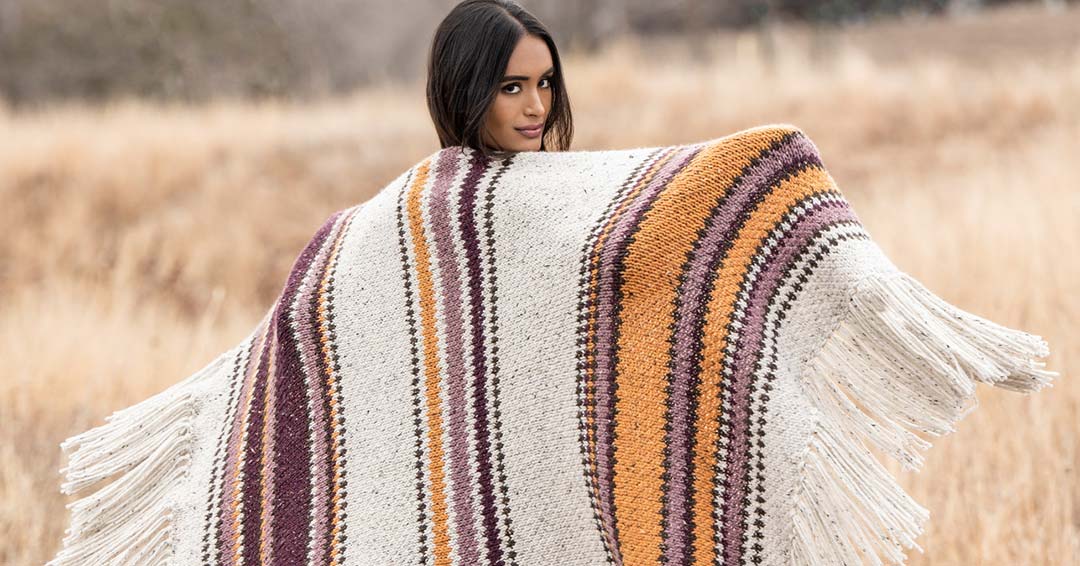 Brentwood Throw Blanket Knit Kit in Blue Sky Woolstok Tweed at Fabulous ...